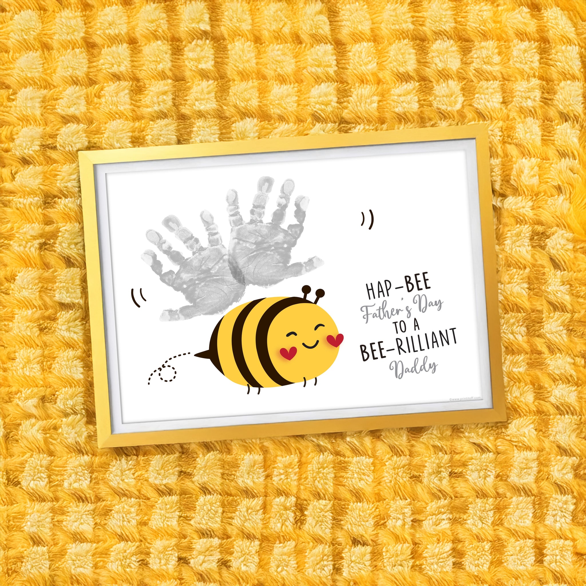 Bee Dad Father's Day - Handprint Art Craft Printable Keepsake Gift Tem