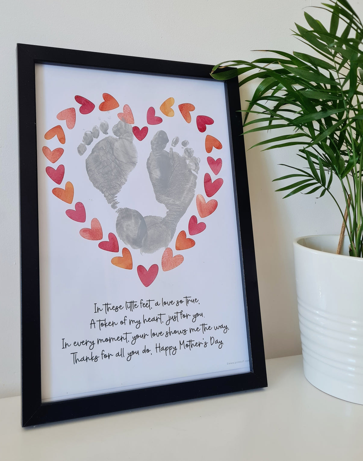 Mother's Day Little Feet Poem Heart / Handprint Art Craft Template / K ...
