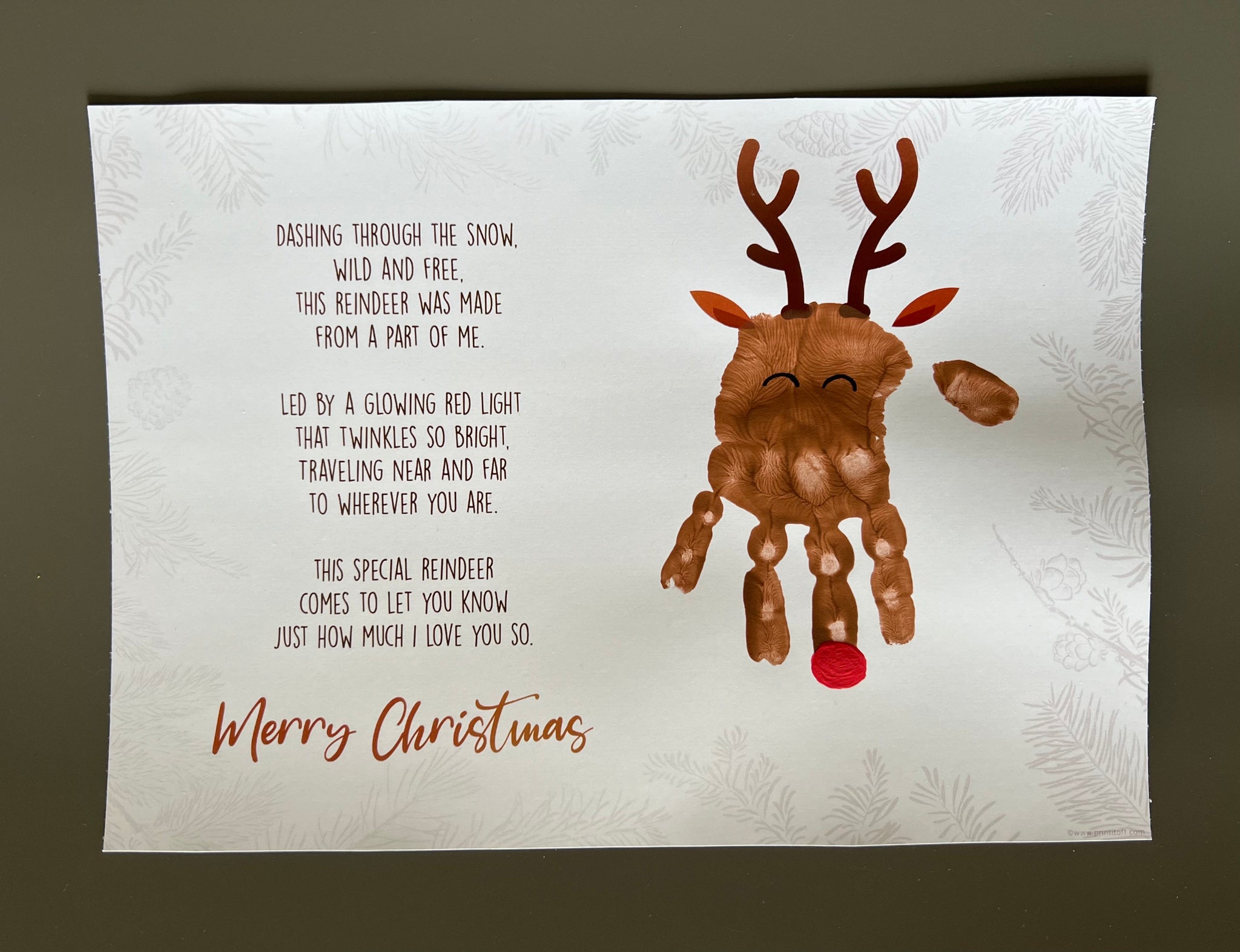 Reindeer Christmas Poem Handprint Footprint / Xmas Art Craft Baby Todd ...