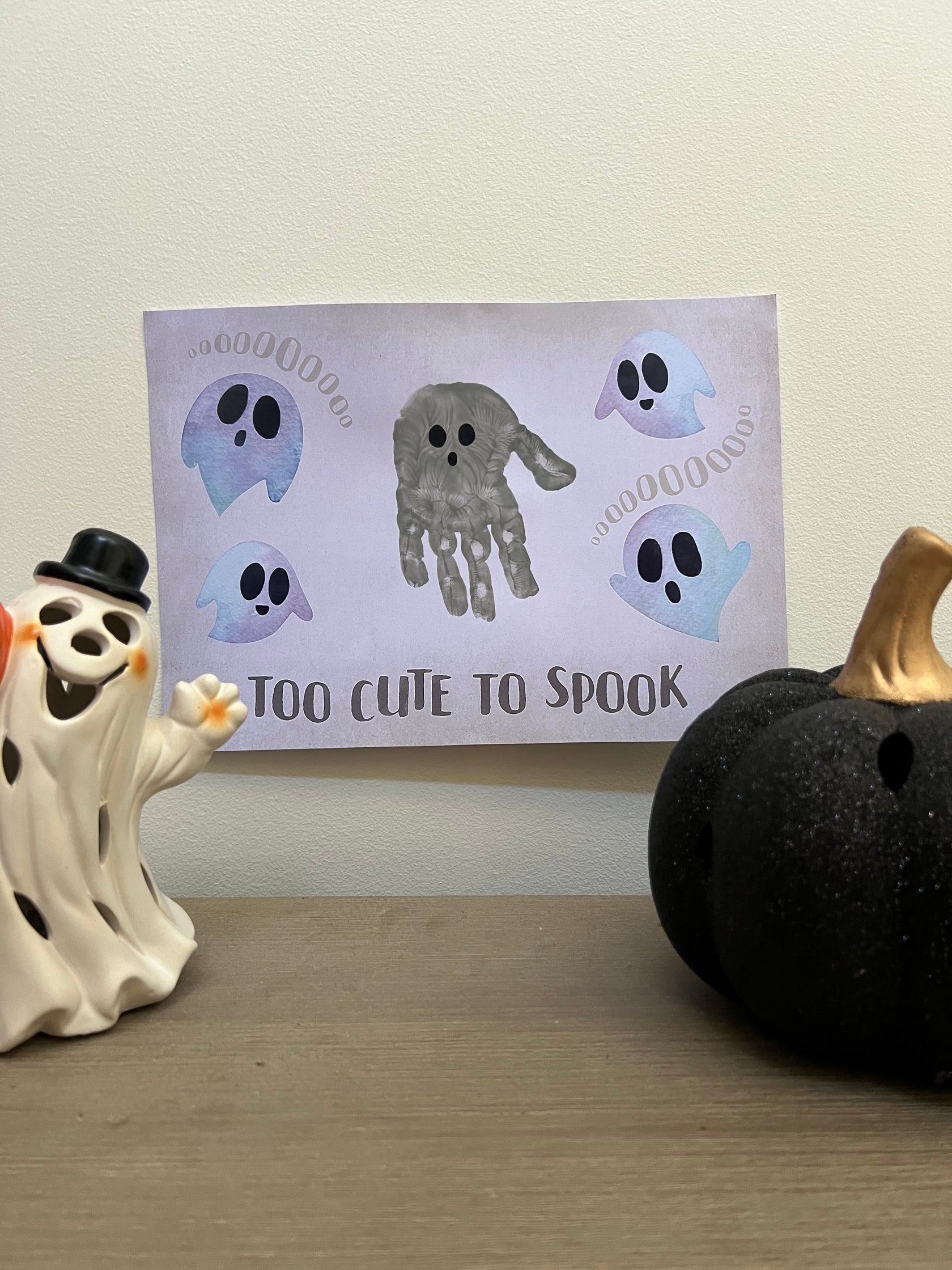 Too Cute to Spook Ghost Footprint Handprint Foot Hand Halloween Art Cr