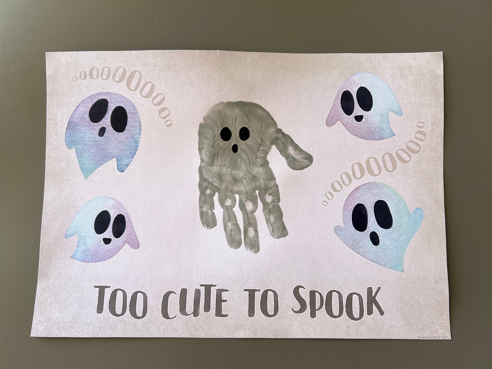 Too Cute to Spook Ghost Footprint Handprint Foot Hand Halloween Art Cr