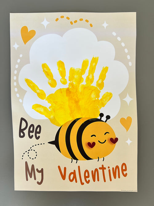 Bee My Valentine - Handprint Art / Happy Valentine's Day Card Craft
