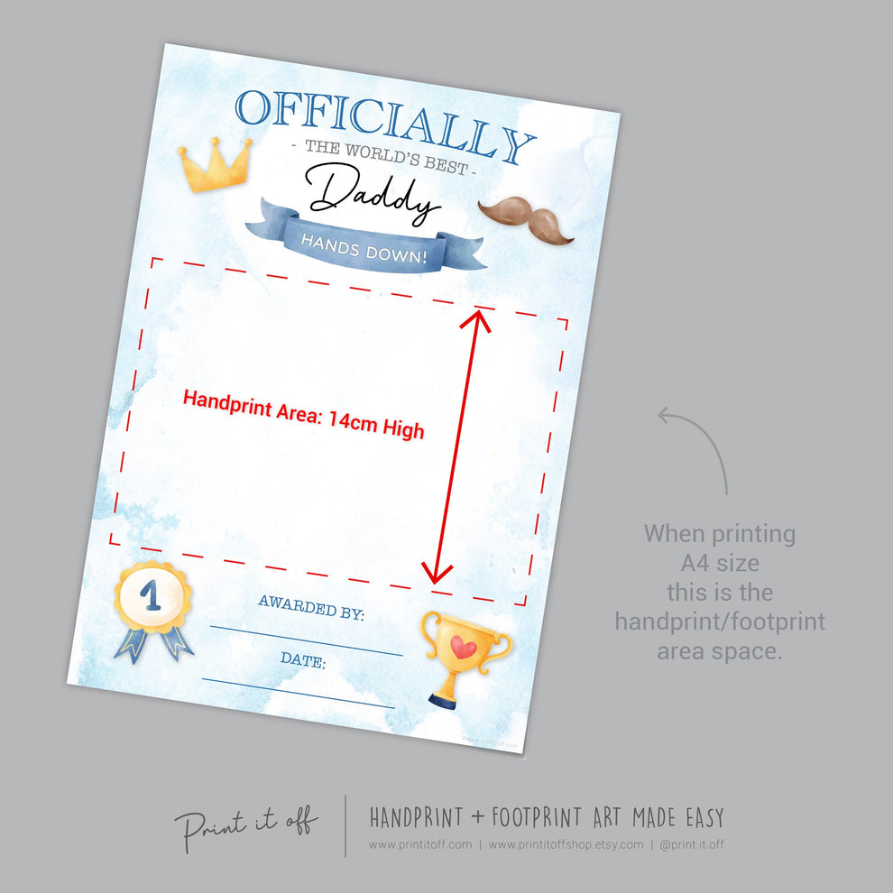 Daddy Certificate Handprint Art Craft / Happy Father's Day Dad / Kids ...