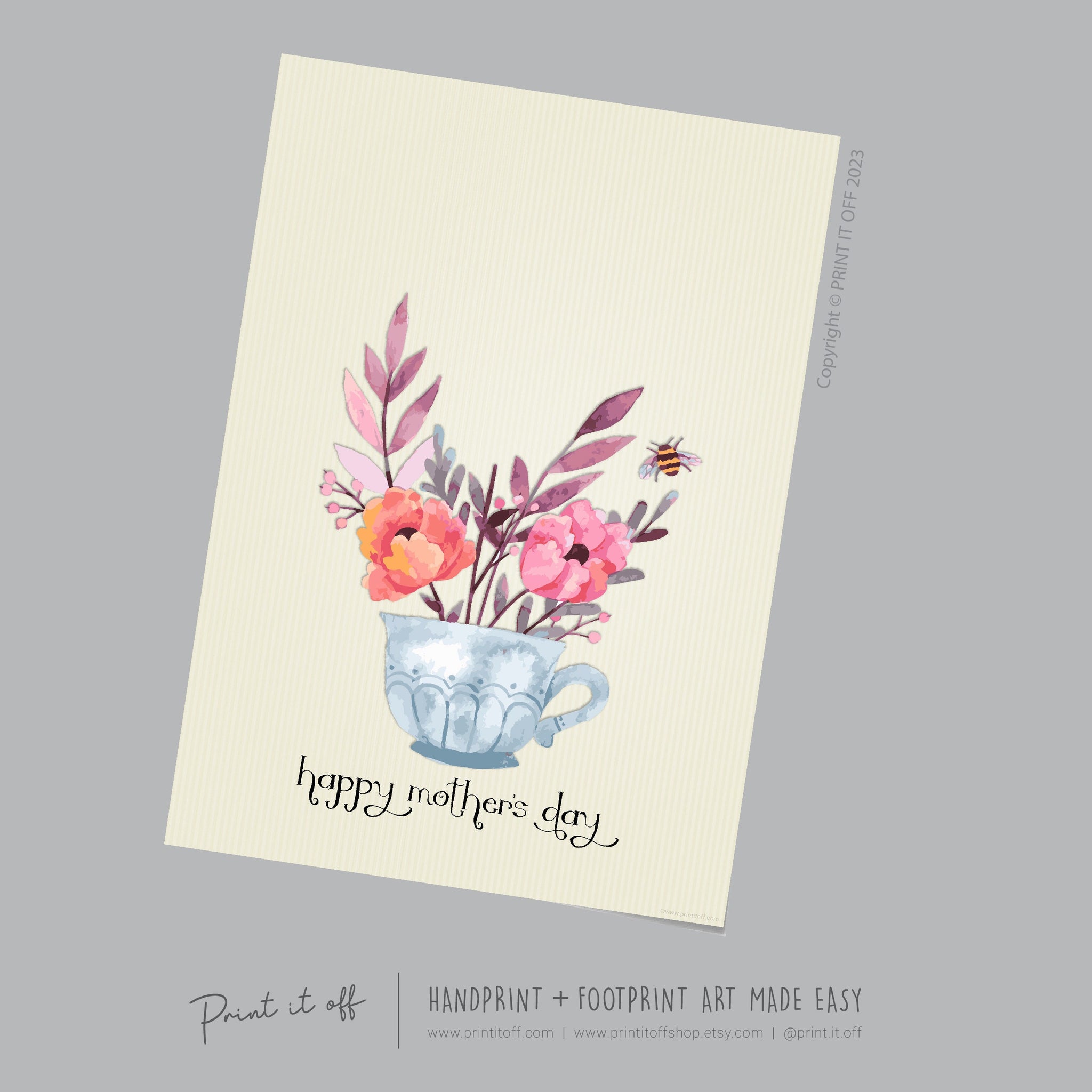 Teacup Mother's Day - Handprint Art Craft Printable Keepsake Gift Temp