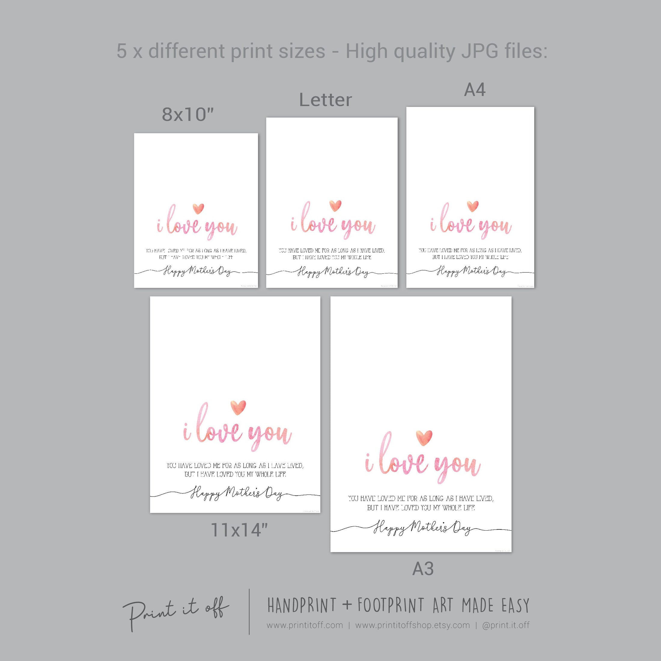 Happy Mother's Day I Love You / Footprint Handprint Feet Foot Art Craf ...