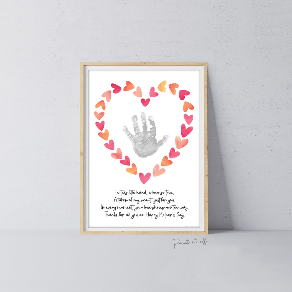 Mother's Day Little Hand Poem Heart / Handprint Art Craft Template / K ...