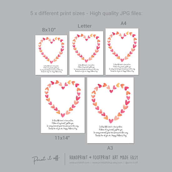 Mother's Day Little Hand Poem Heart / Handprint Art Craft Template / K ...