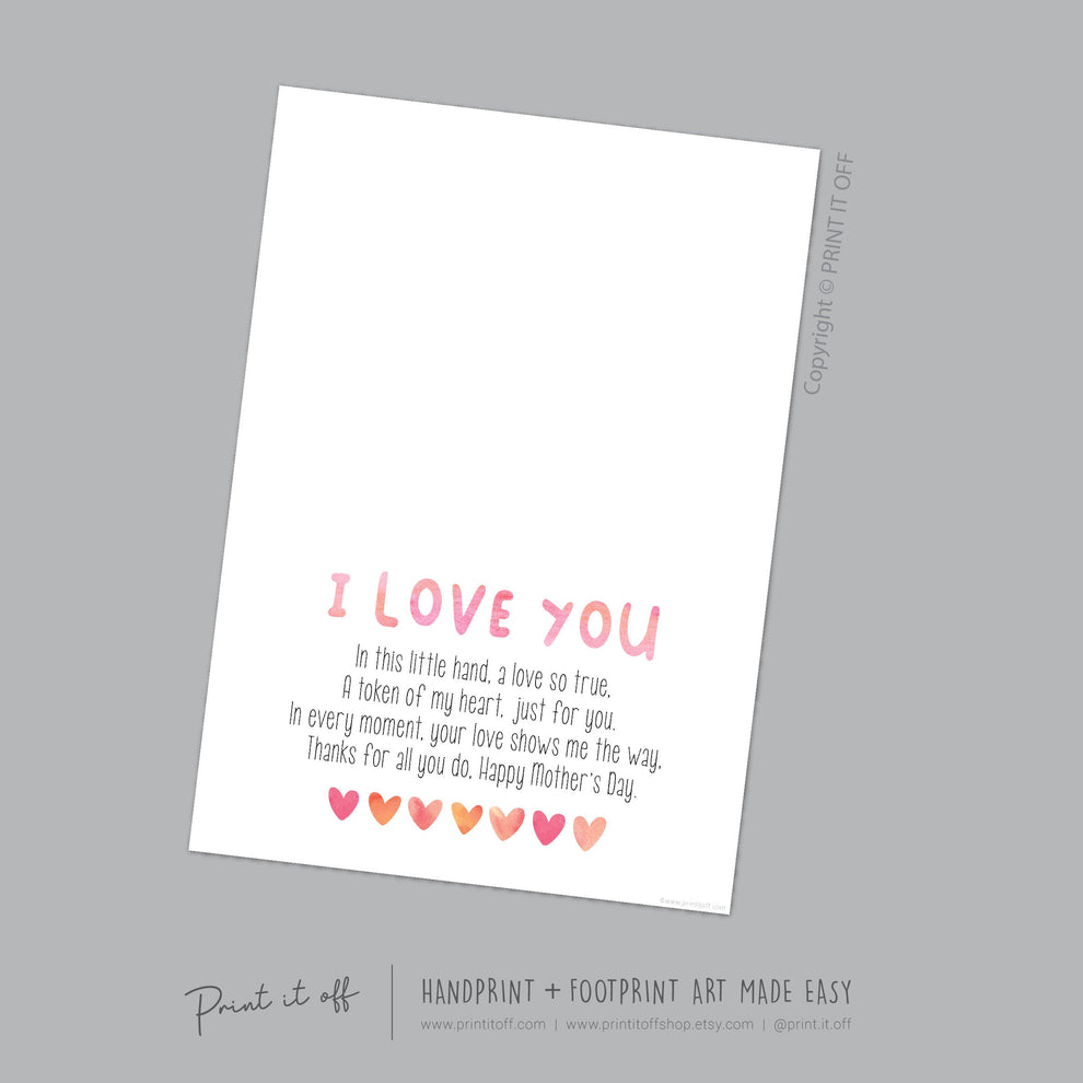Mother's Day Love You Hand Poem / Handprint Art Craft Template / Kids ...