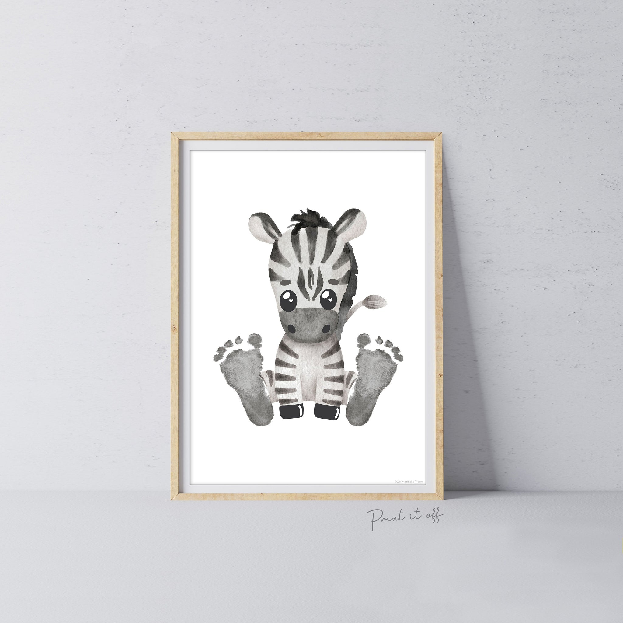 Zebra Animal - Footprint Art Craft Printable Keepsake Gift Template