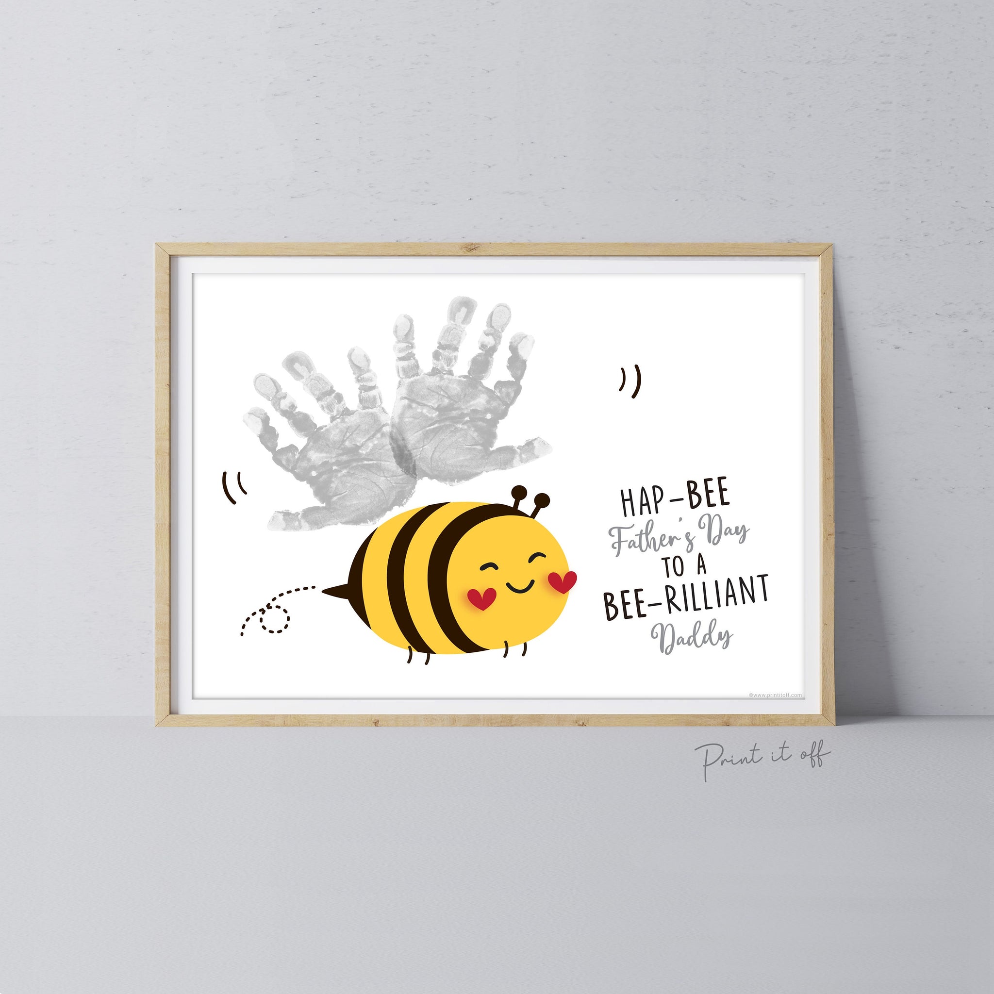 Bee Dad Father's Day - Handprint Art Craft Printable Keepsake Gift Tem
