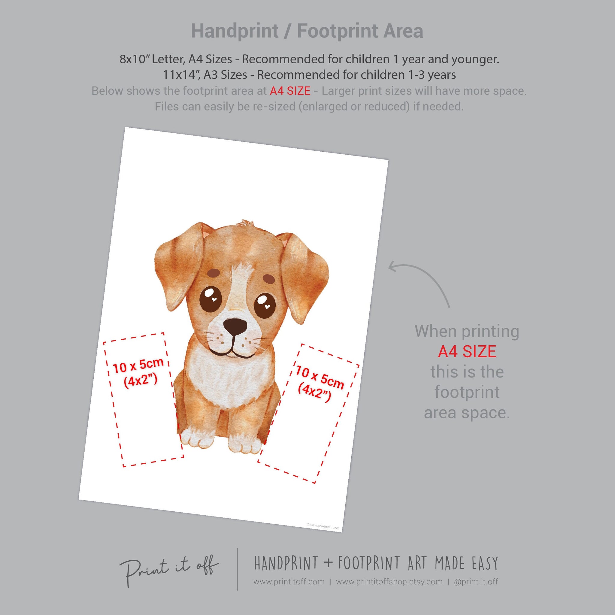 Dog Animal - Footprint Art Craft Printable Keepsake Gift Template - PR