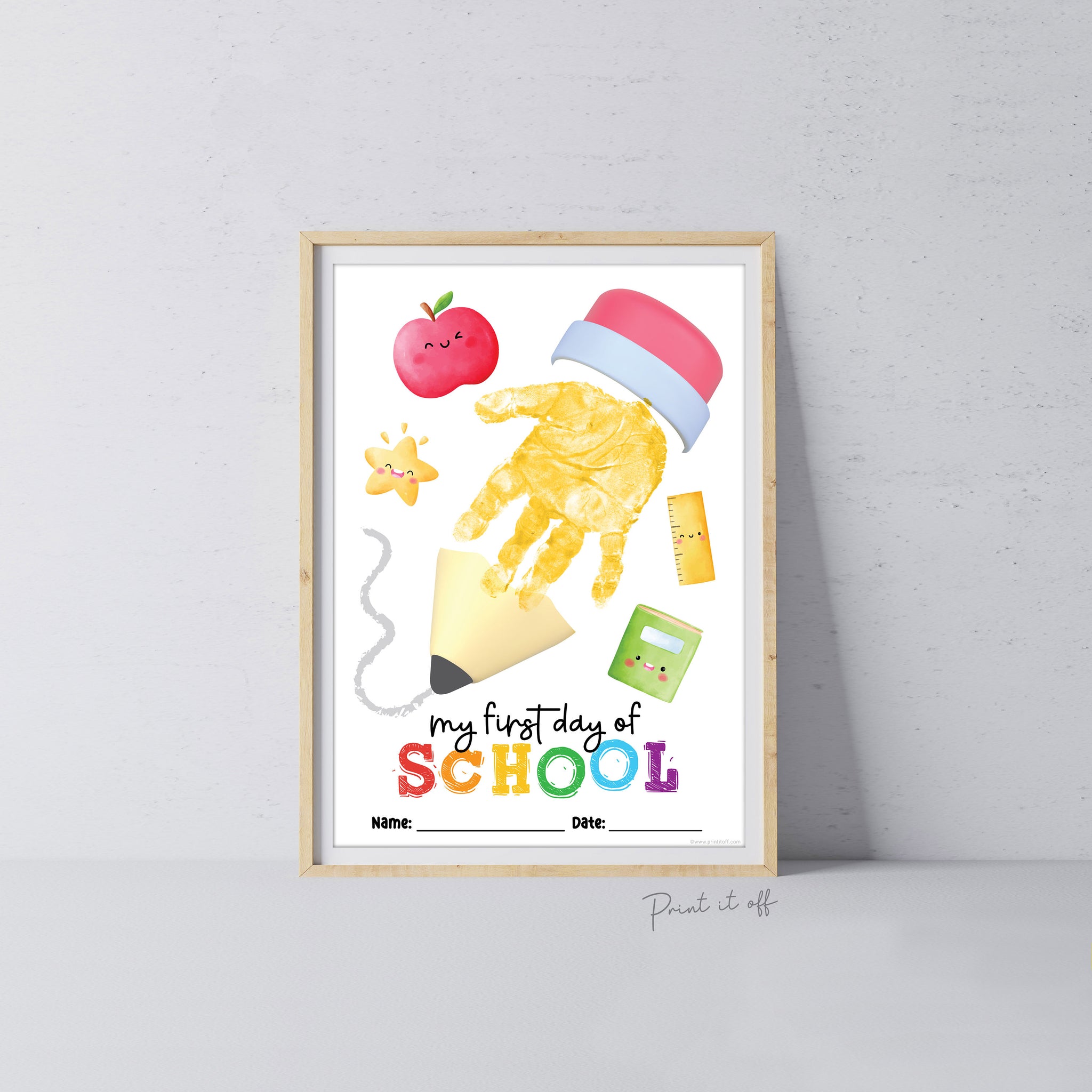 First Day School Pencil - Handprint Art Craft Printable Keepsake Gift