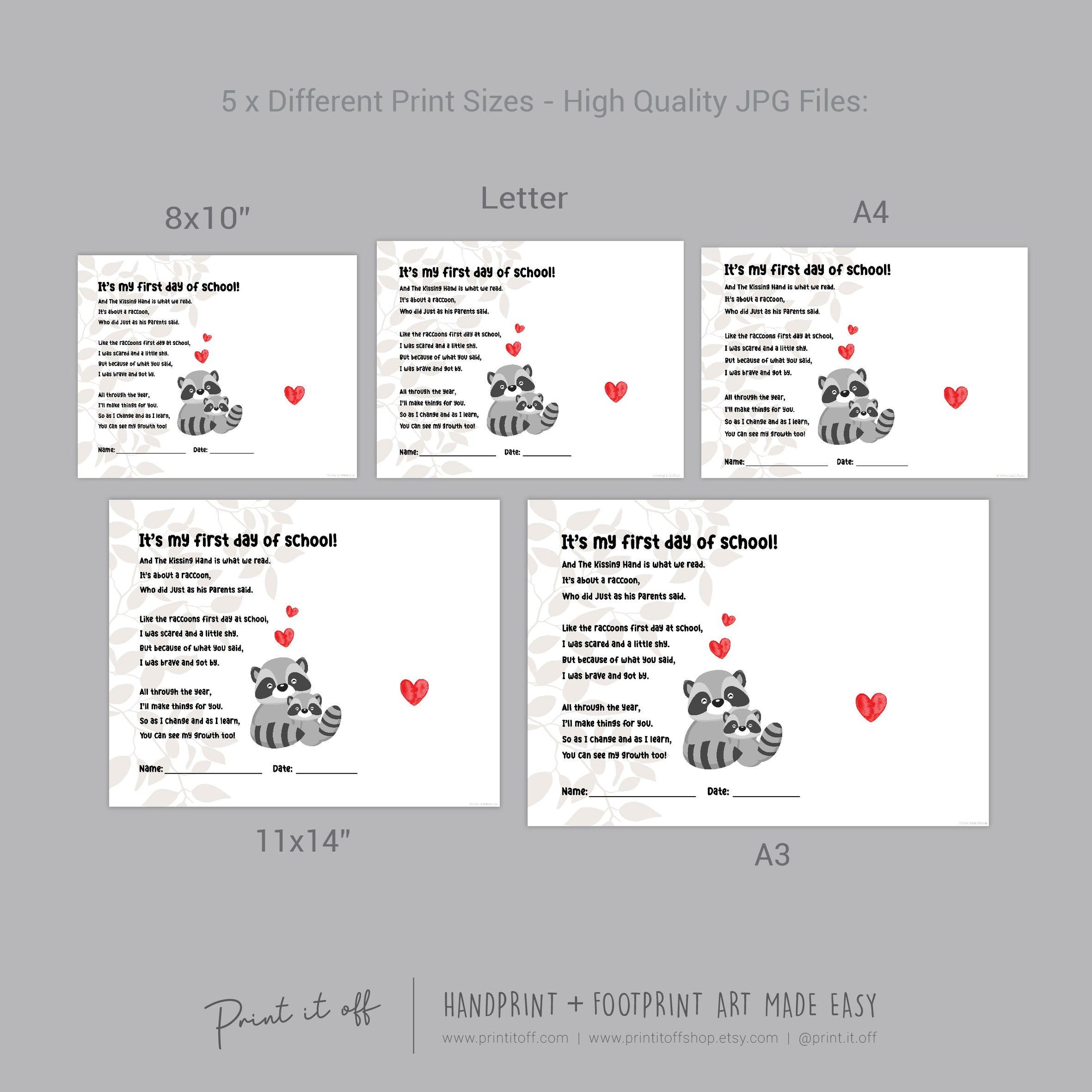 1st First Day School The Kissing Hand Raccoon / Kindergarten Pre-K / H ...