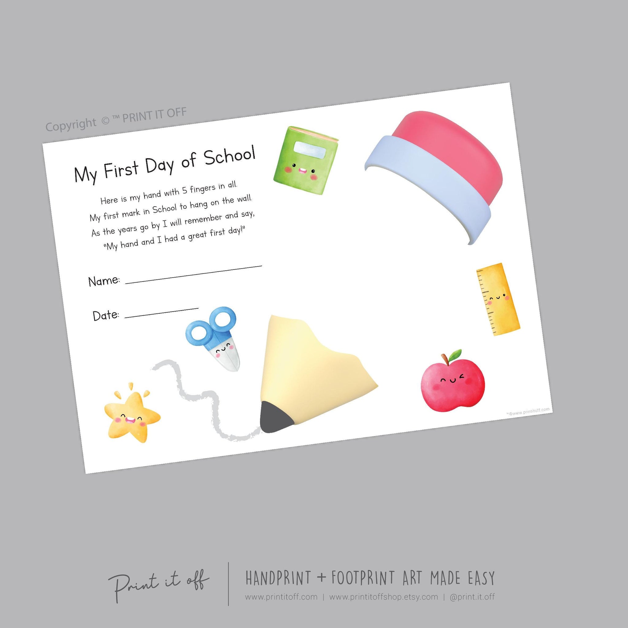 1st First Day School Pencil / Kindergarten Pre-K Daycare Pre-School ...