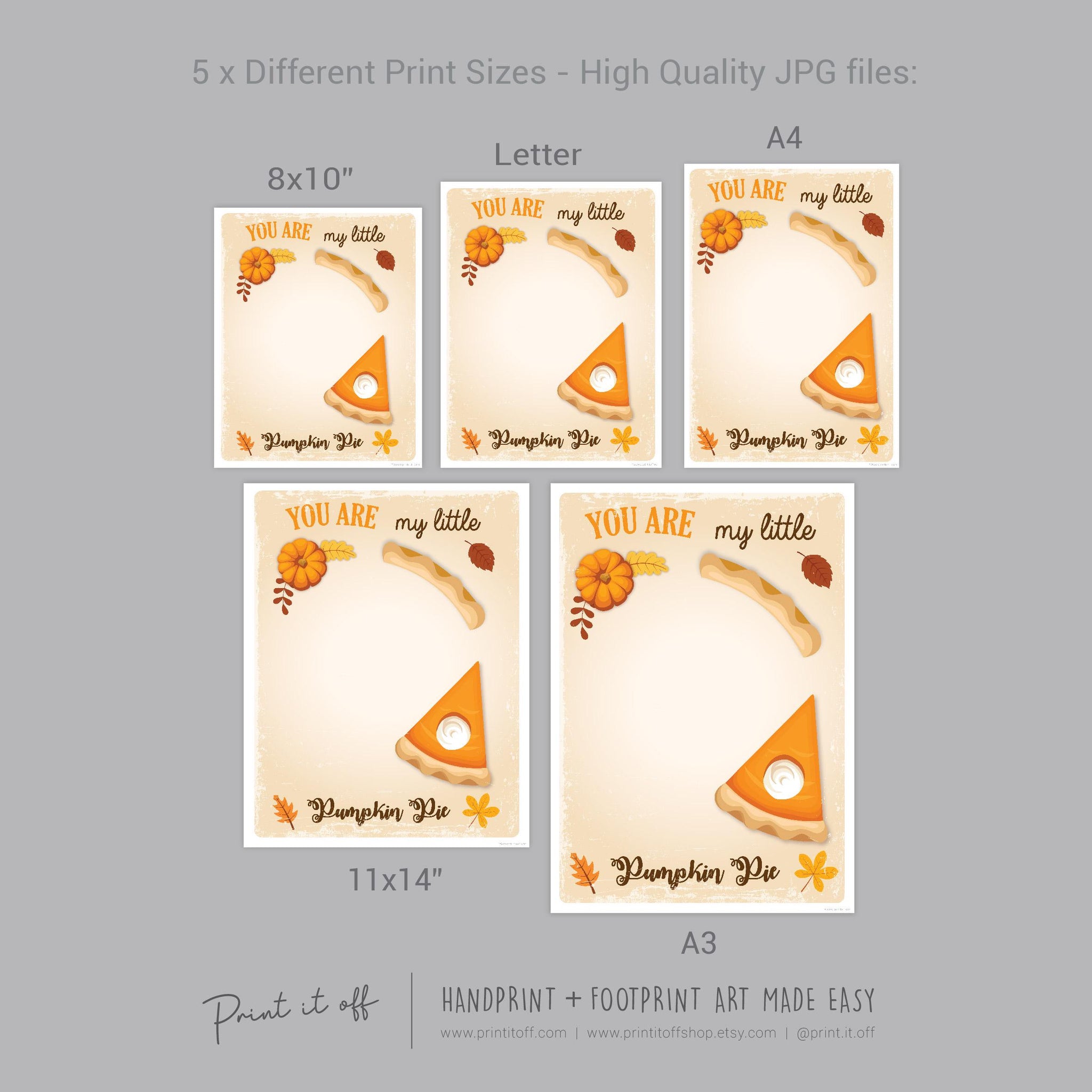 My Little Pumpkin Pie - Footprint Art Craft Printable Keepsake Gift Te
