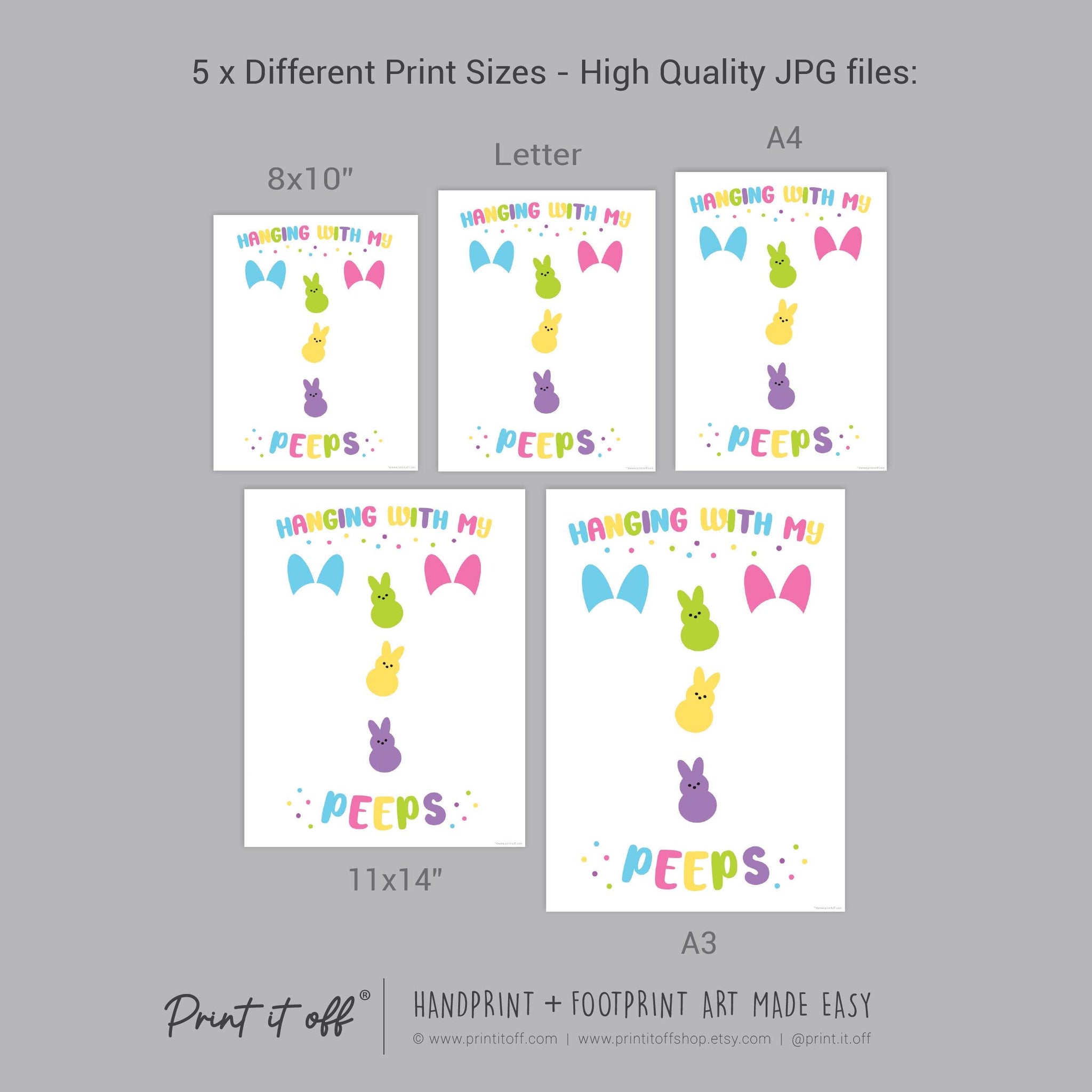 Hanging With My Peeps Easter - Footprint Art Craft Printable Keepsake
