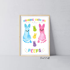 Hanging With My Peeps Easter - Footprint Art Craft Printable Keepsake ...