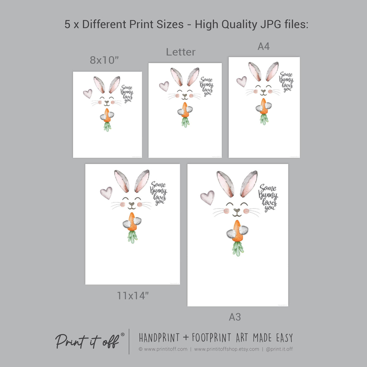 Some Bunny Loves You Easter - Footprint Art Craft Printable Keepsake G