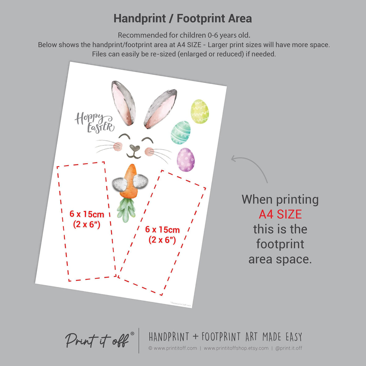Hoppy Easter - Footprint Art Craft Printable Keepsake Gift Template