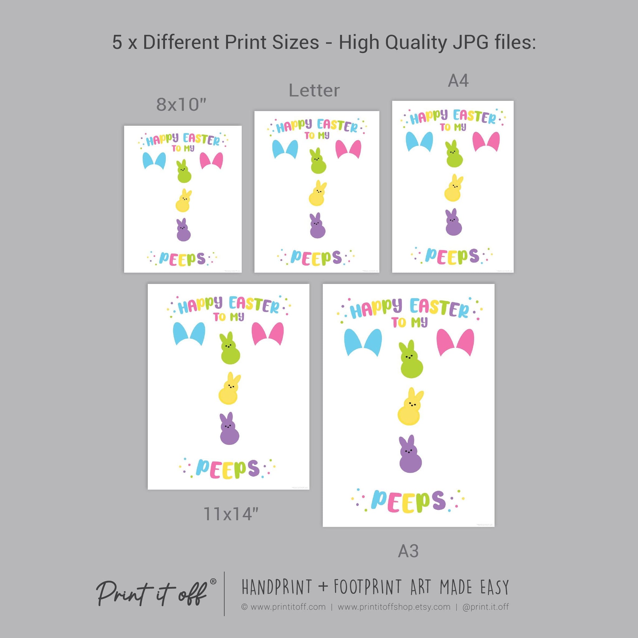 To My Peeps Happy Easter - Footprint Art Craft Printable Keepsake Gift