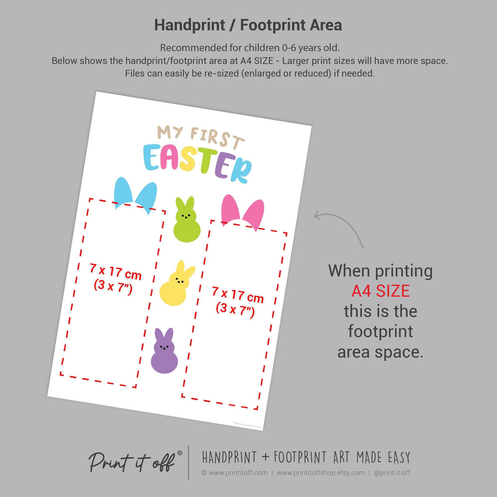 First 1st Easter Peeps / Footprint Art / Bunny Feet Foot / Kids Baby T ...