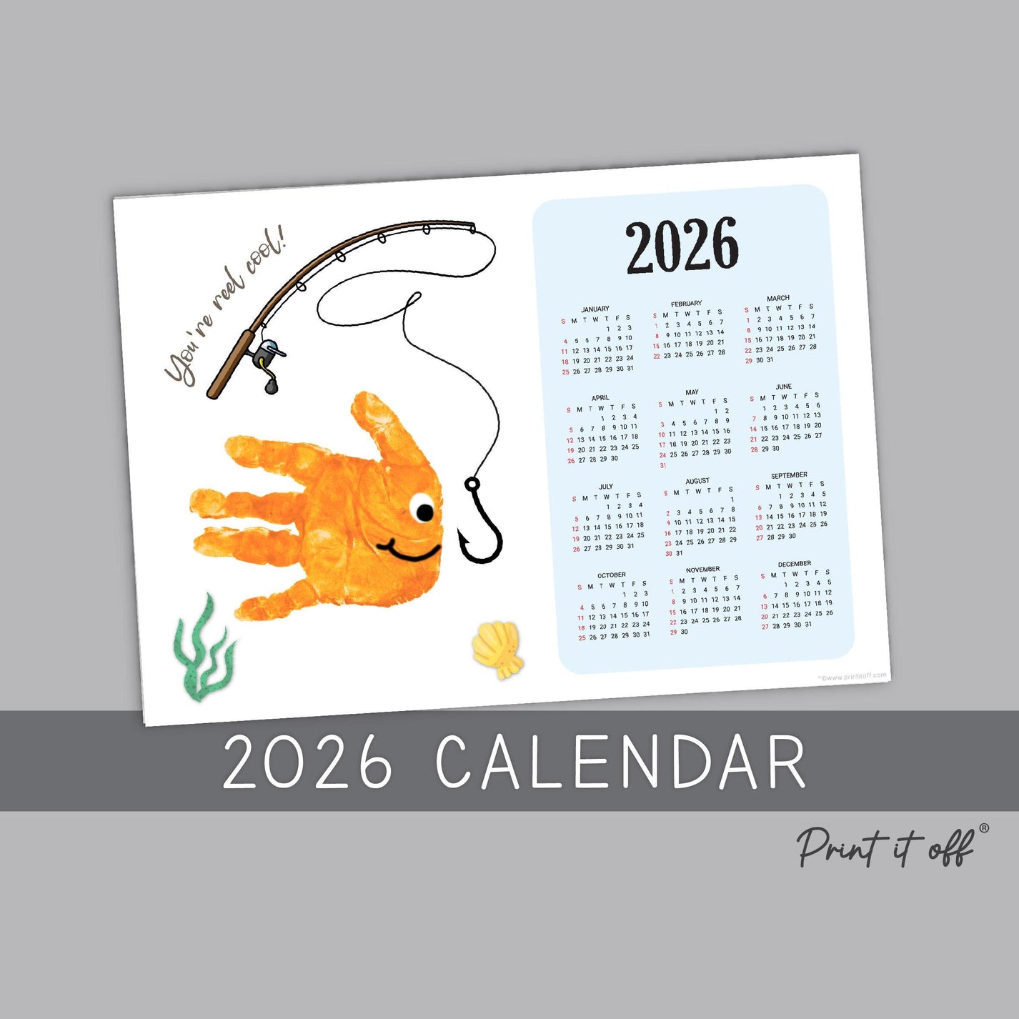 2026 Fish Year Yearly Calendar / Handprint Footprint Art Craft / Activ ...