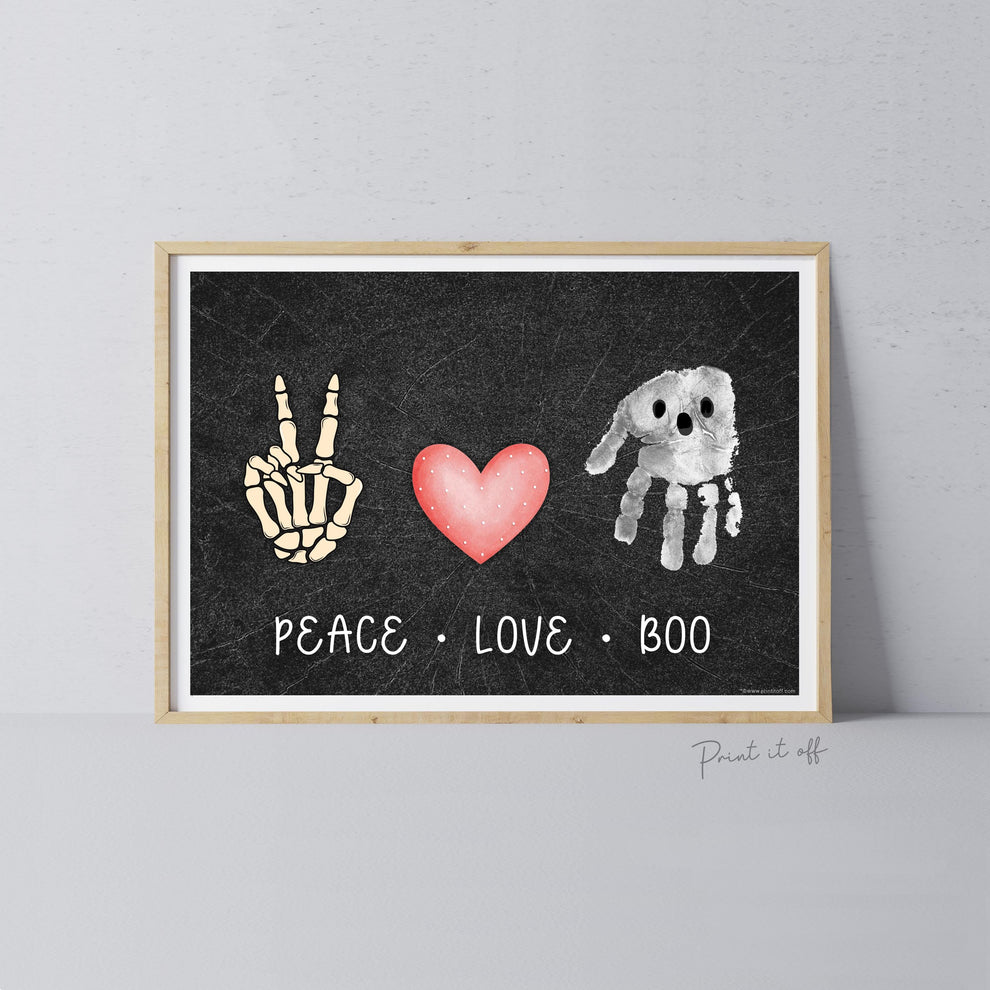 Peace Love Boo Ghost - Handprint Art Craft Printable Keepsake Gift Tem ...