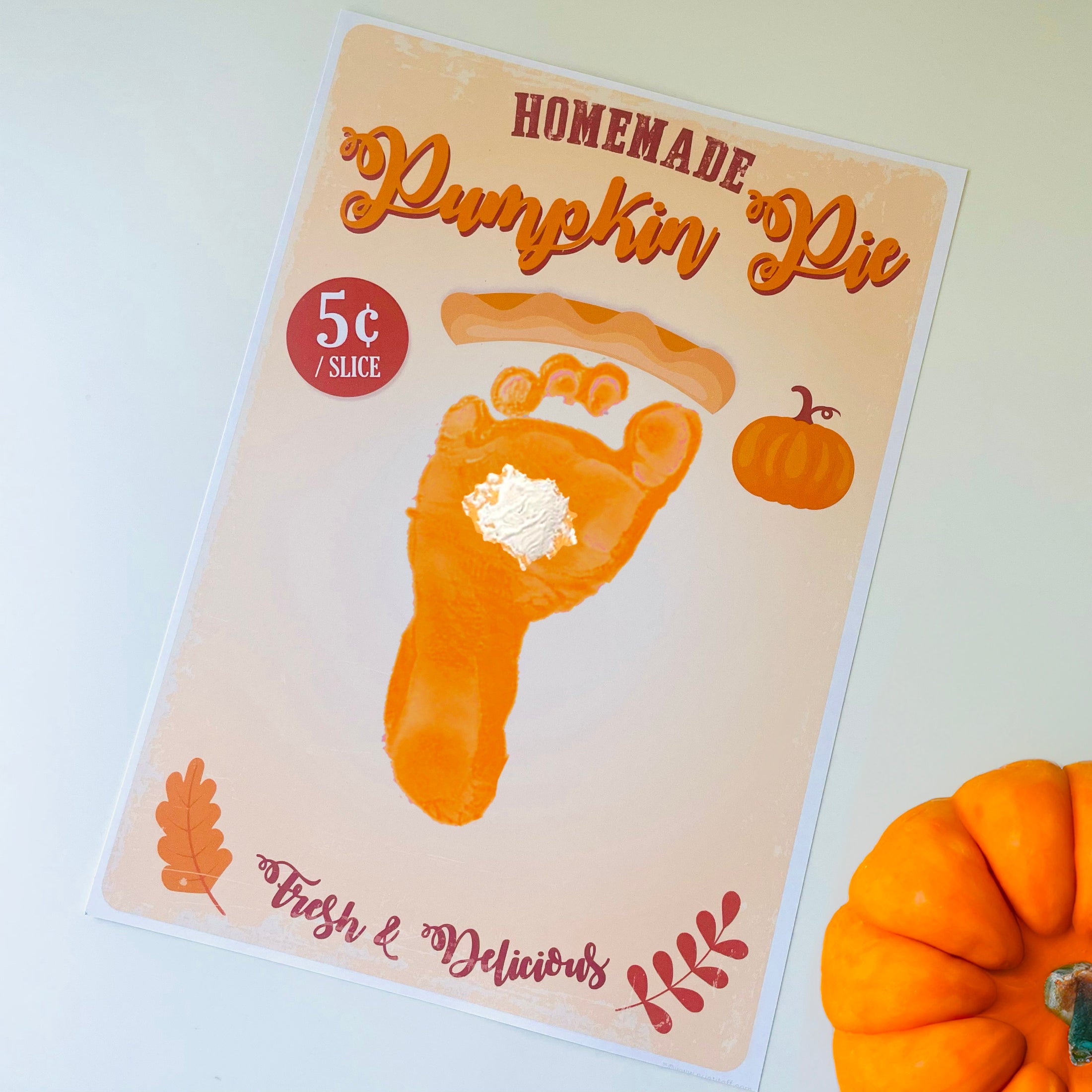 Pumpkin Pie / Footprint Foot Handprint Art Craft / Thanksgiving Fall A ...