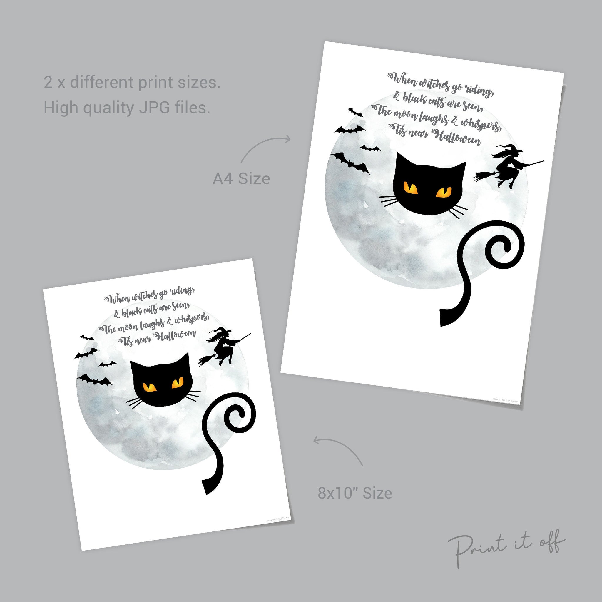 Halloween Footprint Handprint Art Craft / Black Cat Witch Poem / Kids ...