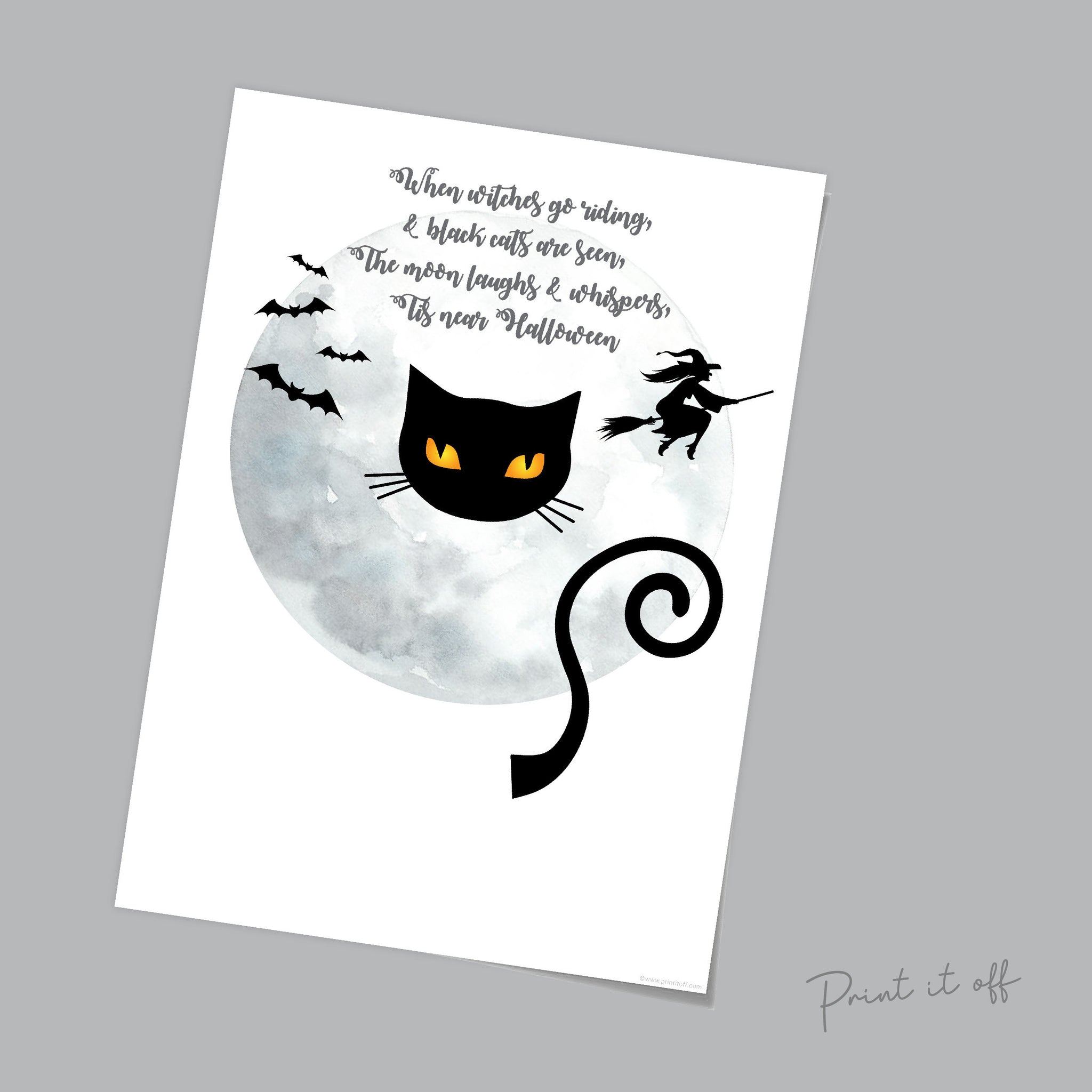 Halloween Footprint Handprint Art Craft / Black Cat Witch Poem / Kids