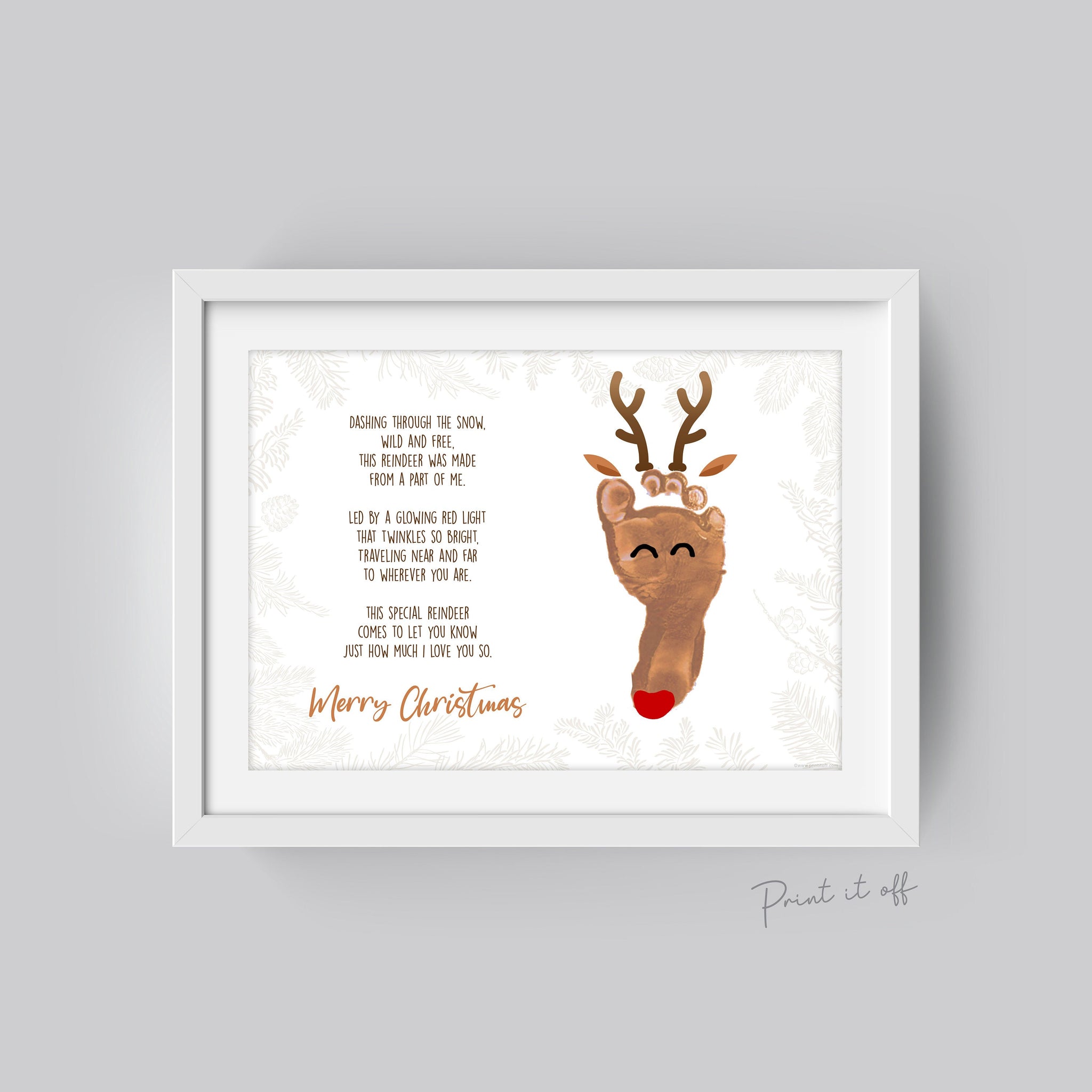 Reindeer Christmas Poem - Handprint Footprint Art Craft Printable Keep