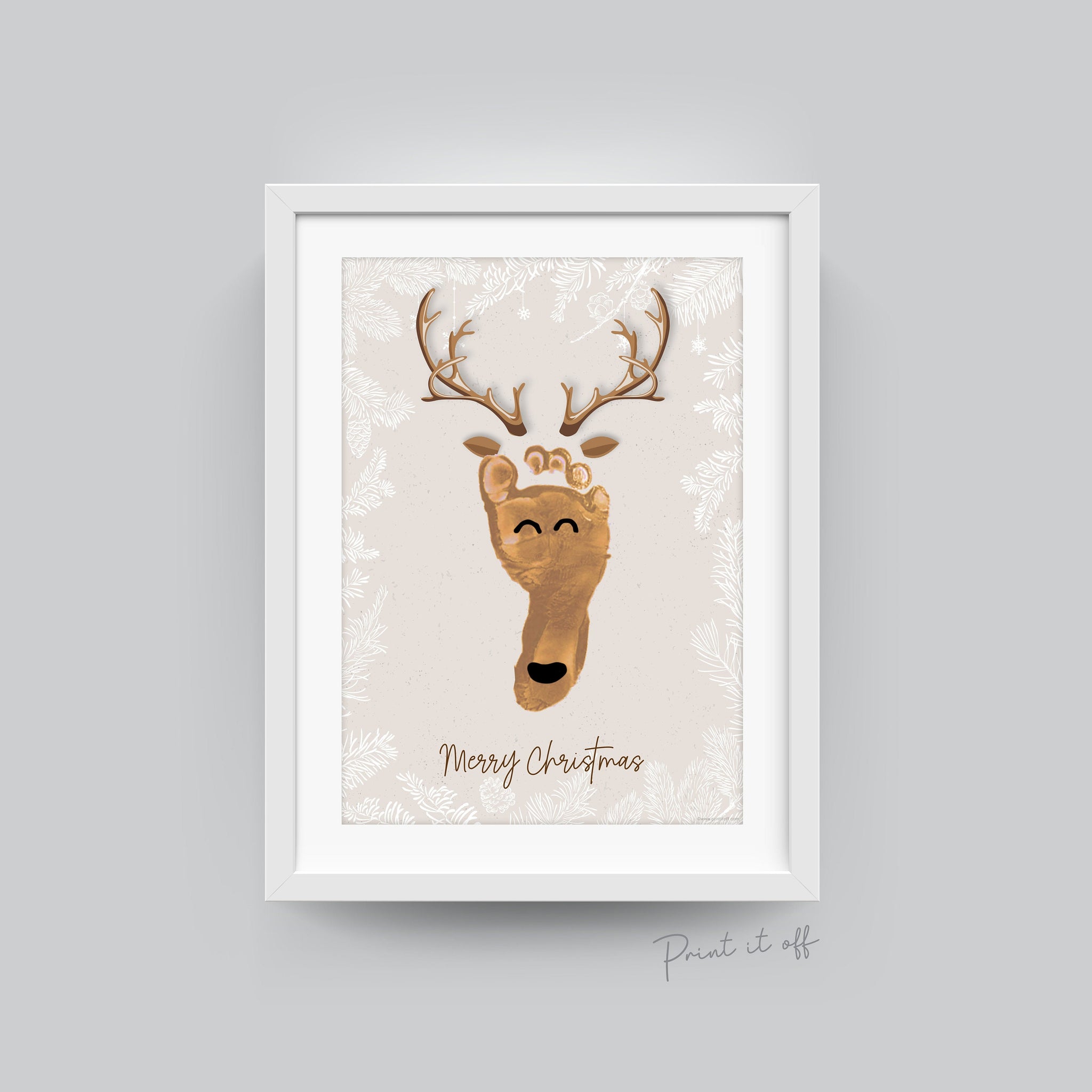 Reindeer Merry Christmas - Handprint Art Craft Printable Keepsake Gift