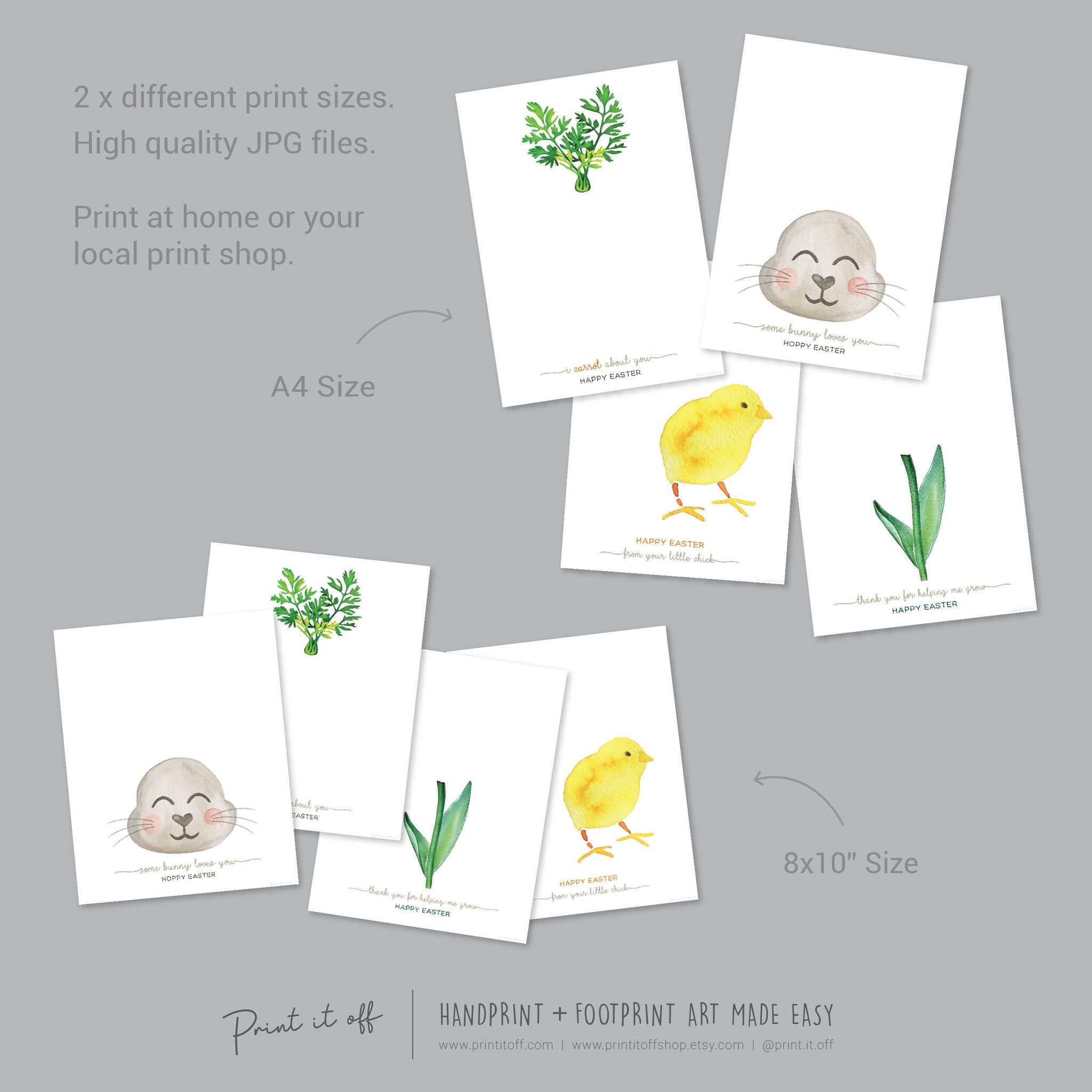 4 x Easter Handprint Footprint Craft Art PACK / Bunny Carrot Chick Flo ...