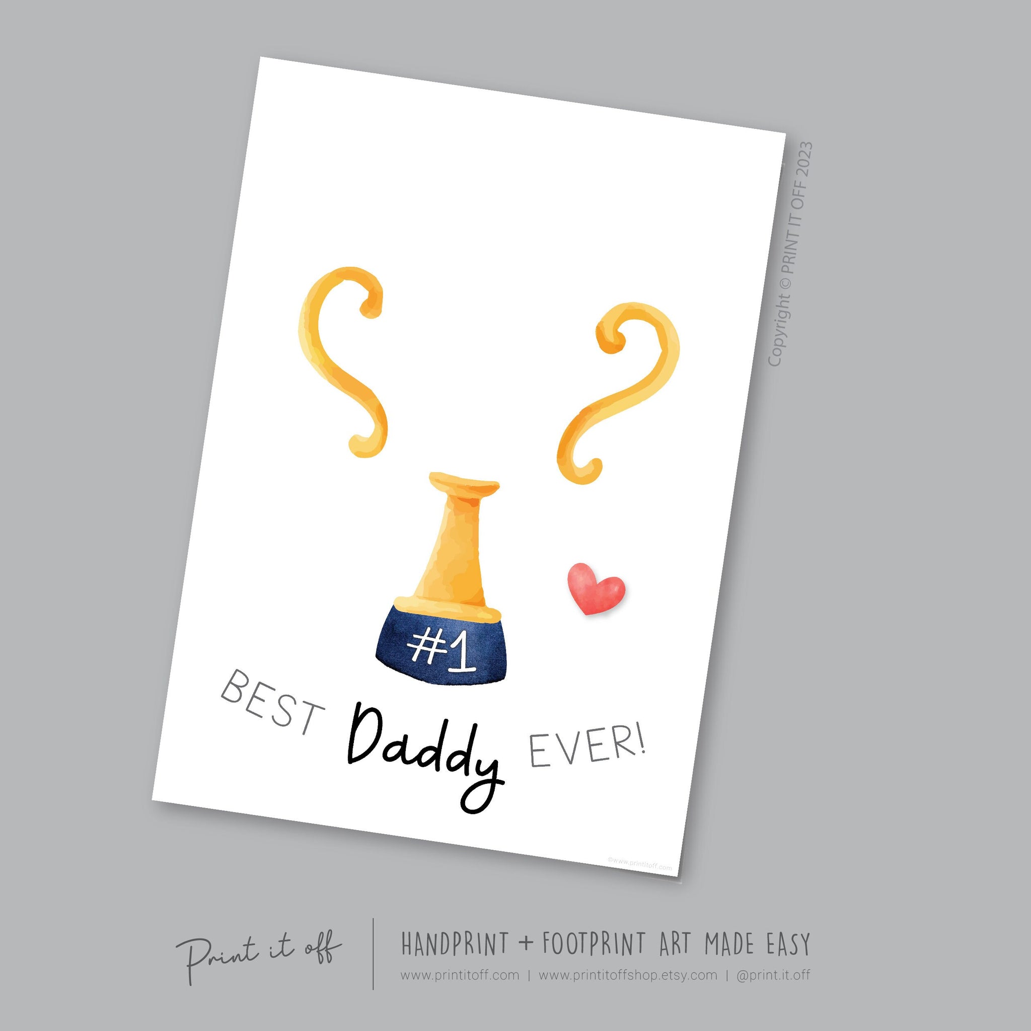 Trophy #1 Dad Daddy Handprint Art Craft / First Father's Day Award Cup ...