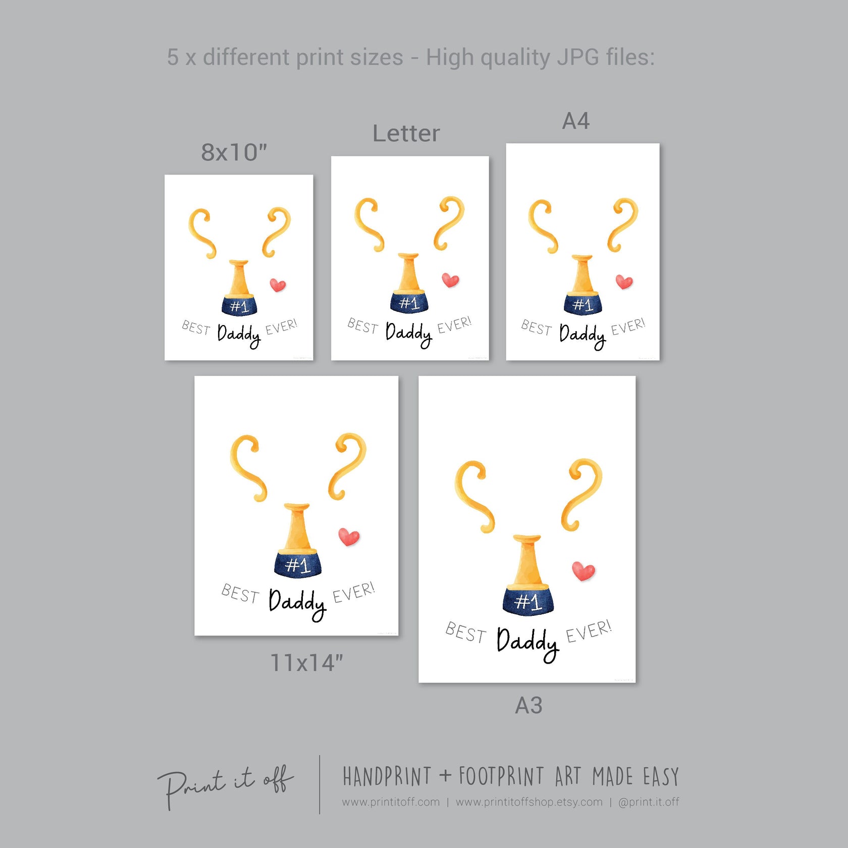 Trophy #1 Dad Daddy Handprint Art Craft / First Father's Day Award Cup ...