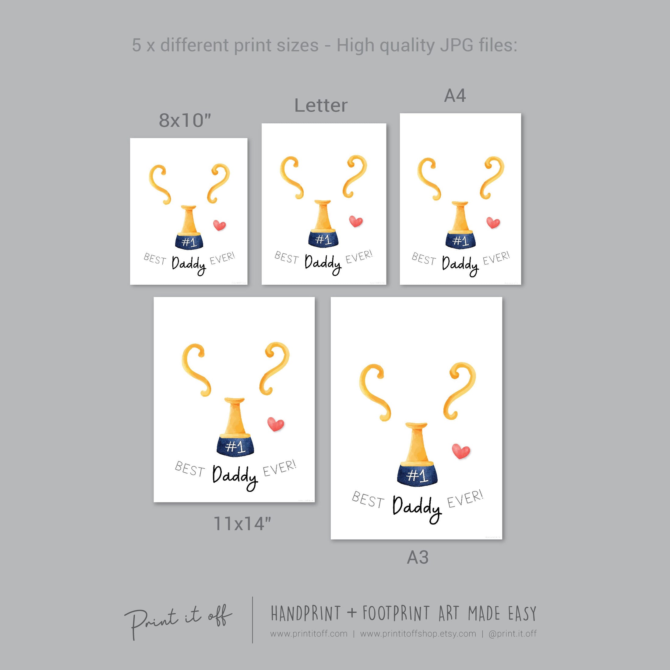 Trophy #1 Dad Daddy Handprint Art Craft / First Father's Day Award Cup ...