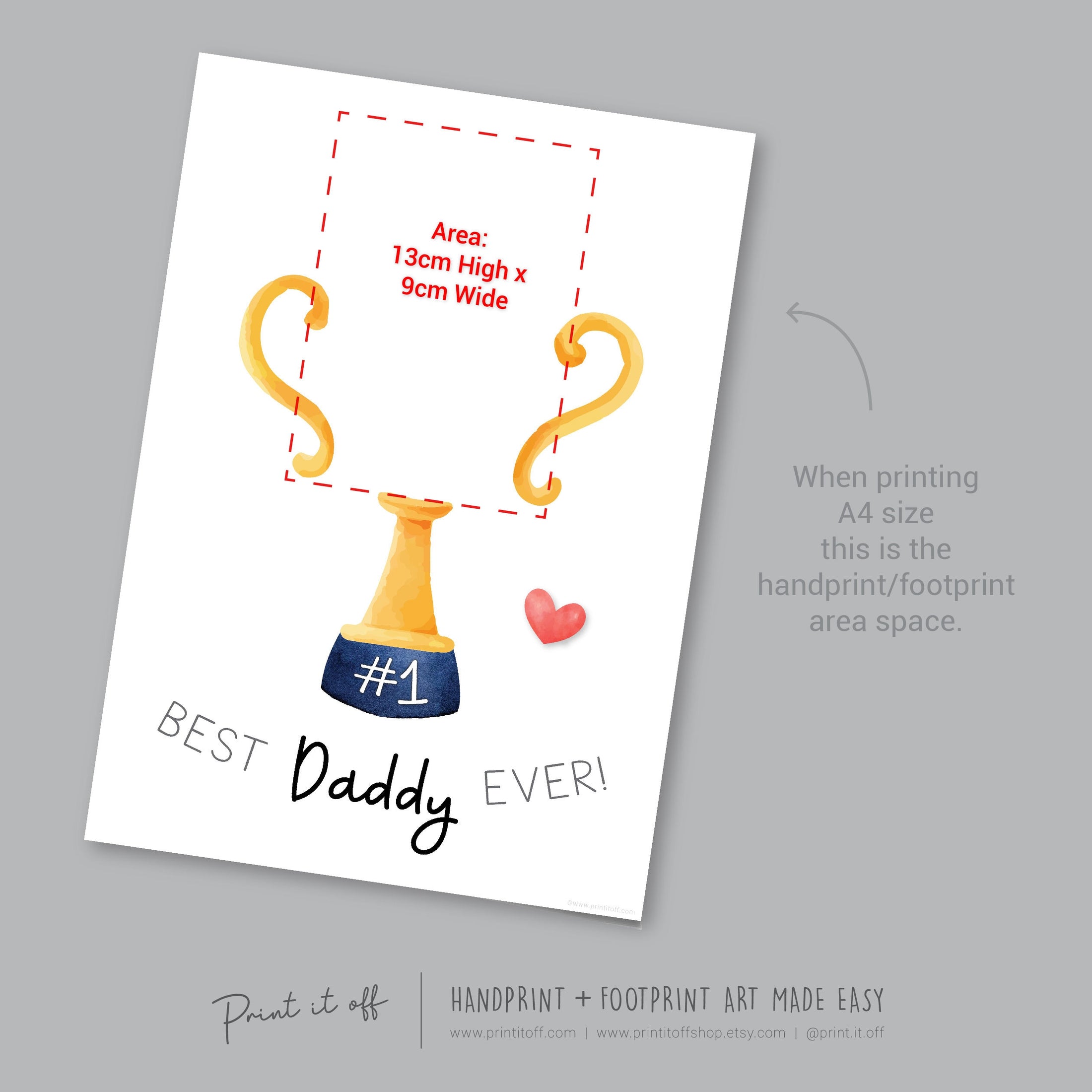 Trophy #1 Dad Daddy Handprint Art Craft / First Father's Day Award Cup ...