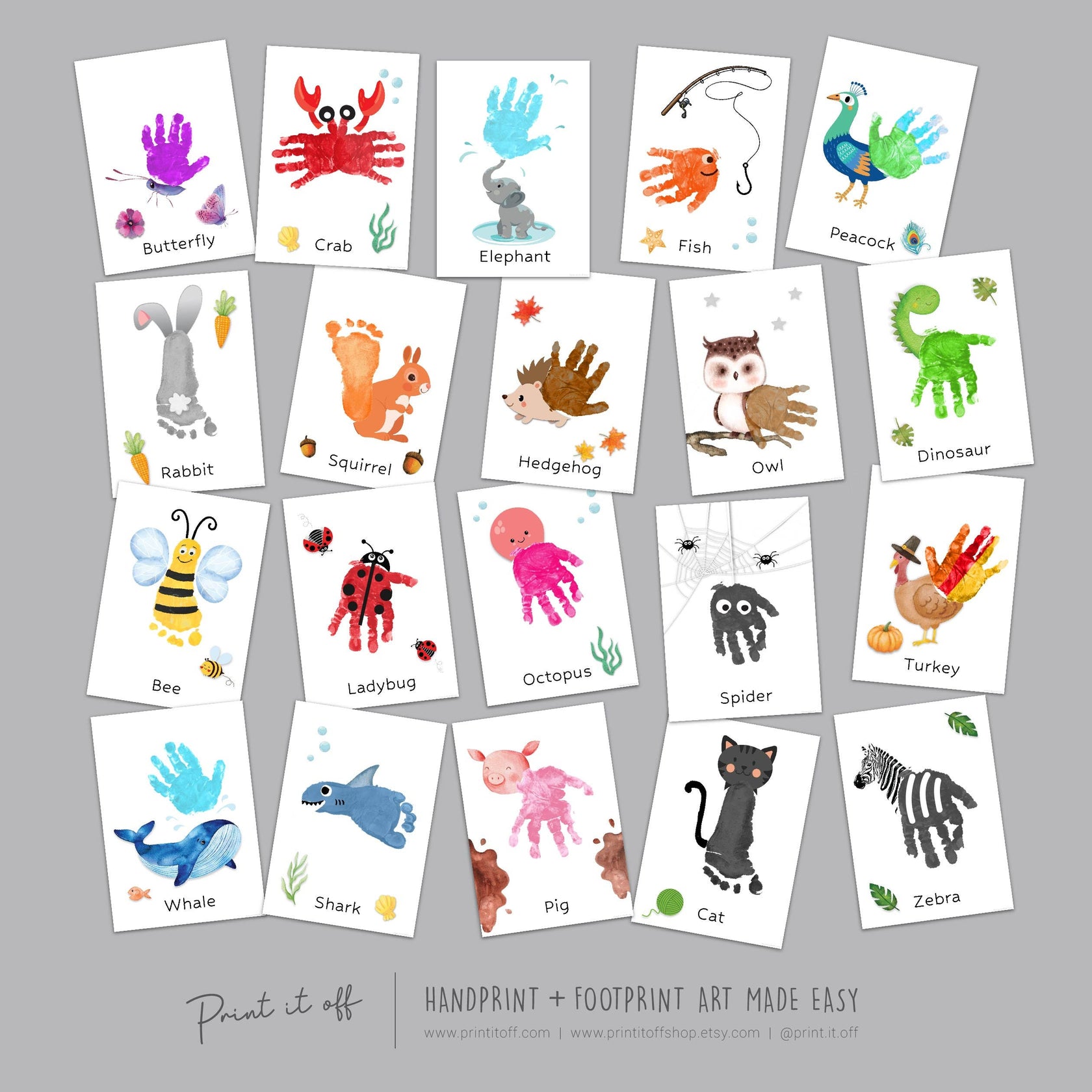 Animal Book - Handprint Footprint Craft Art - PRINT IT OFF