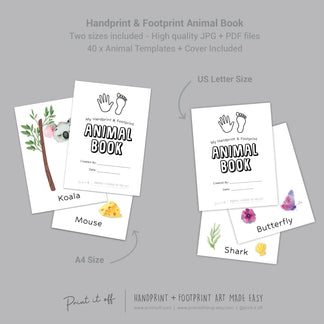 Animal Book - Handprint Footprint Craft Art - PRINT IT OFF