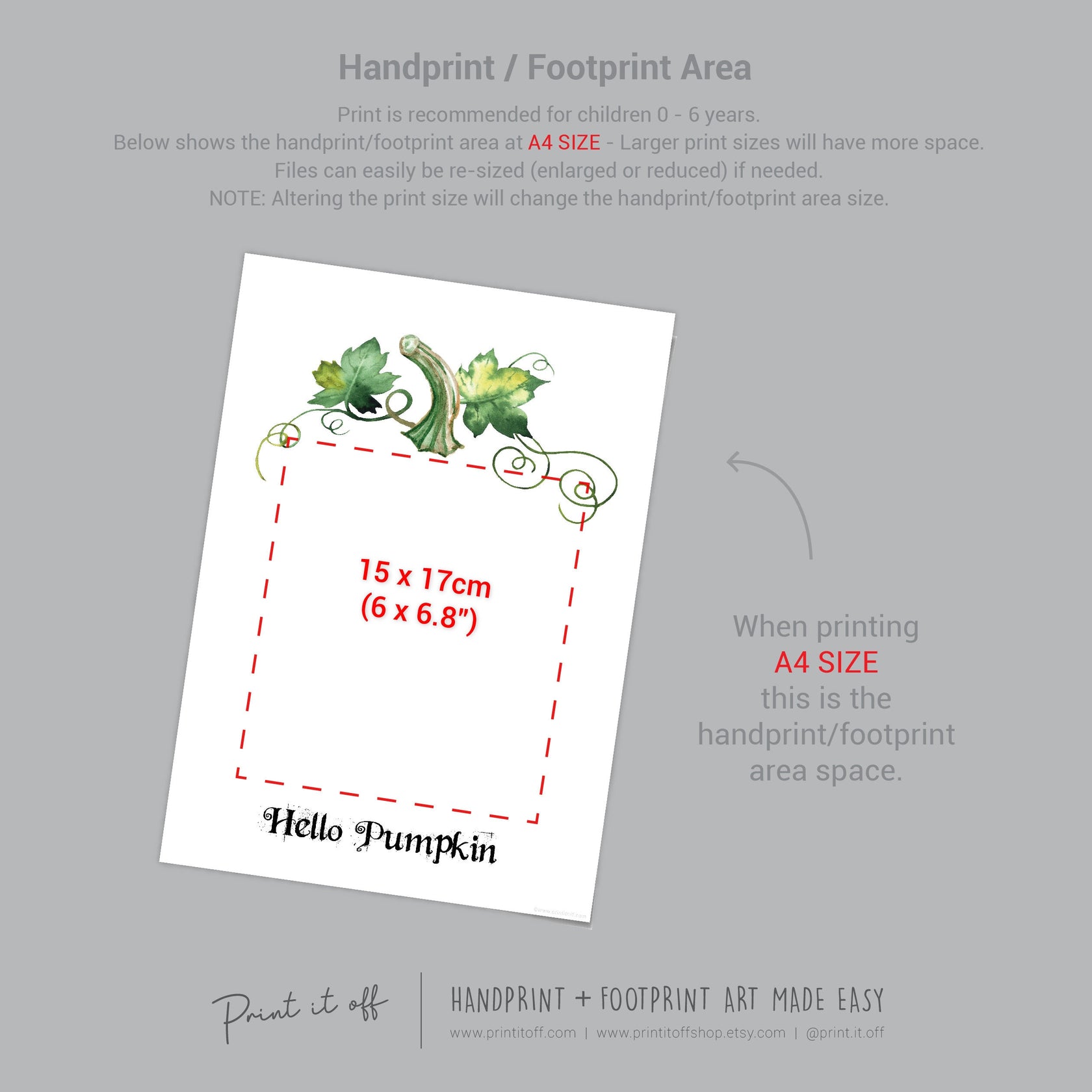 Hello Pumpkin Footprint Handprint Foot Hand Halloween Art Craft / Kids