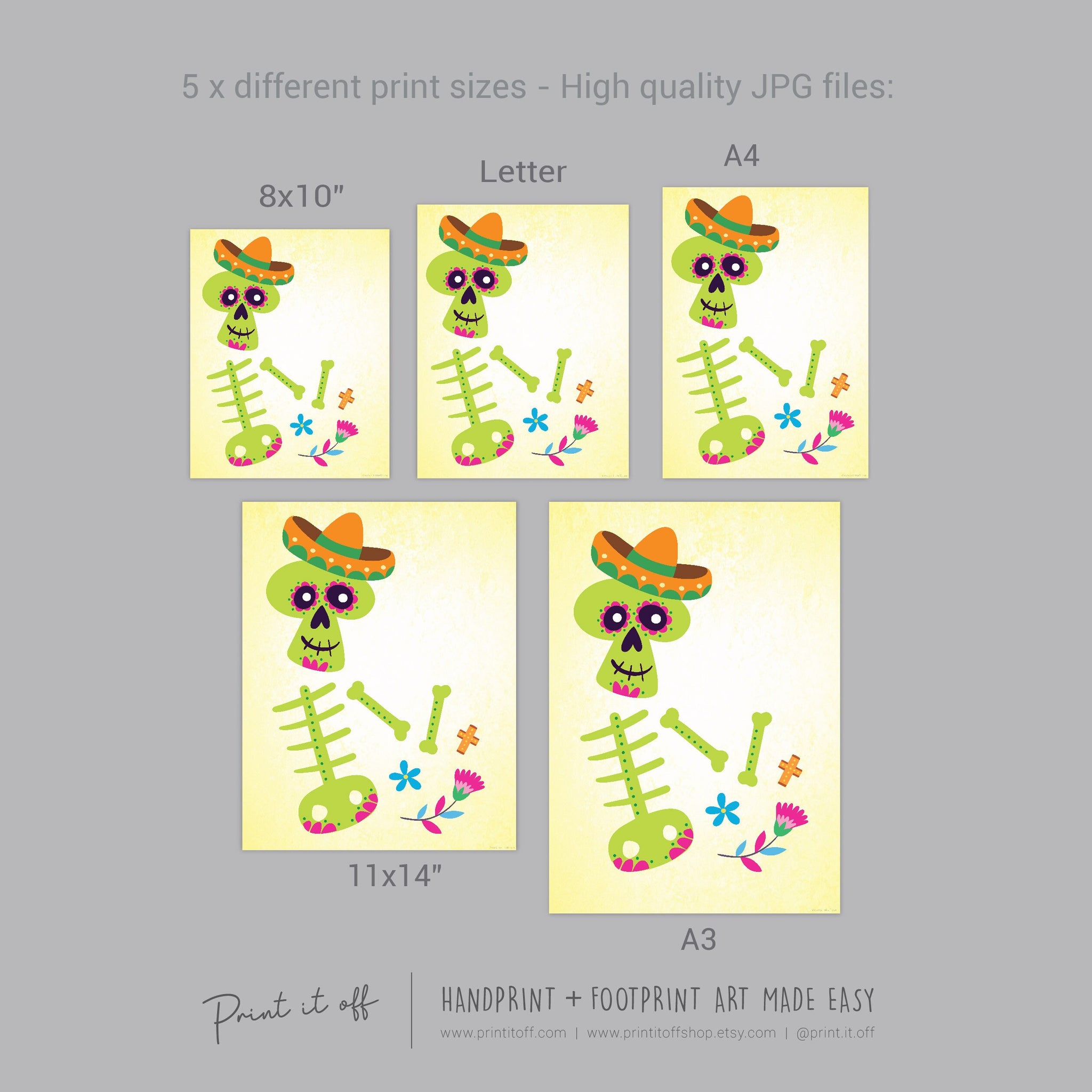 Mexican Sugar Skeleton Día de Los Muertos Day of the Dead / Handprint ...