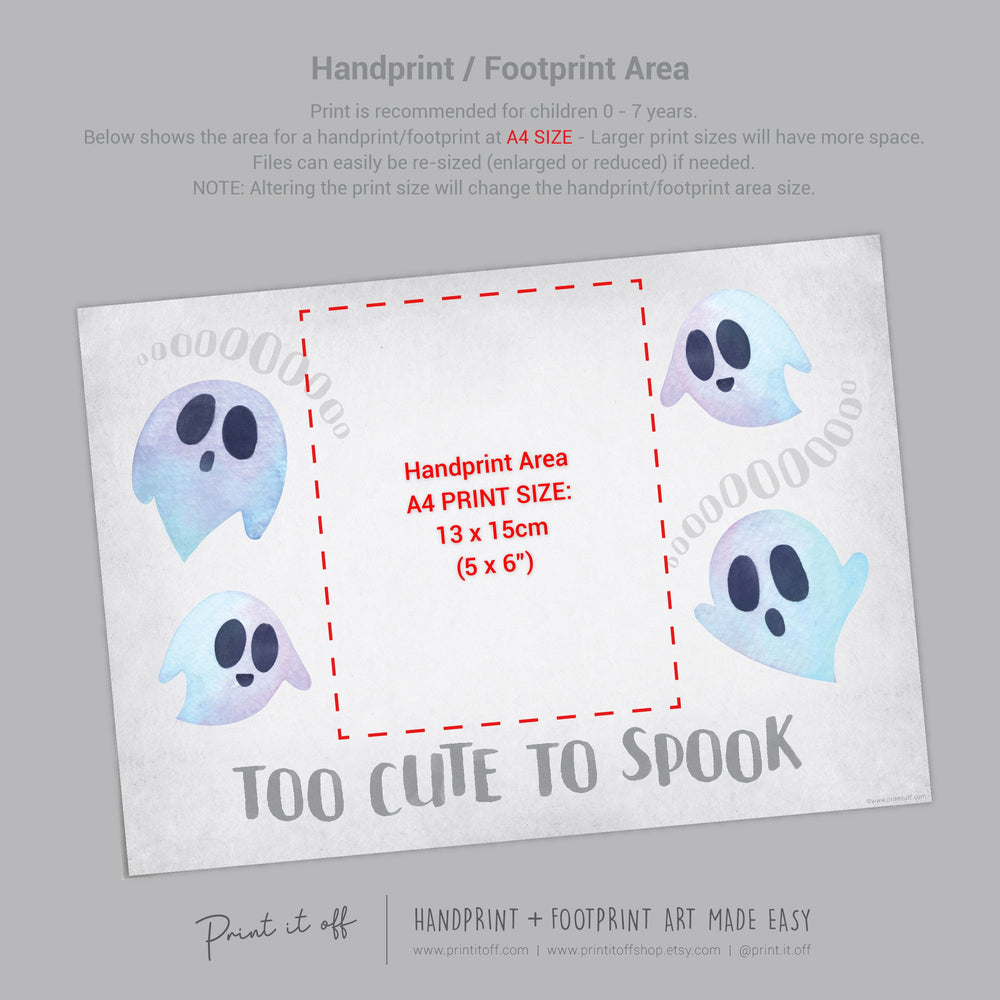 Too Cute to Spook Ghost Footprint Handprint Foot Hand Halloween Art Cr