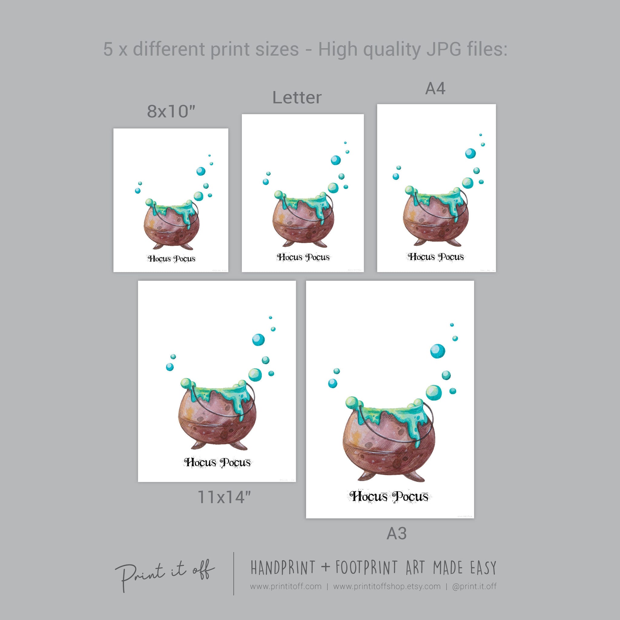 Hocus Pocus Witch Cauldron Footprint Handprint Foot Hand Halloween Art