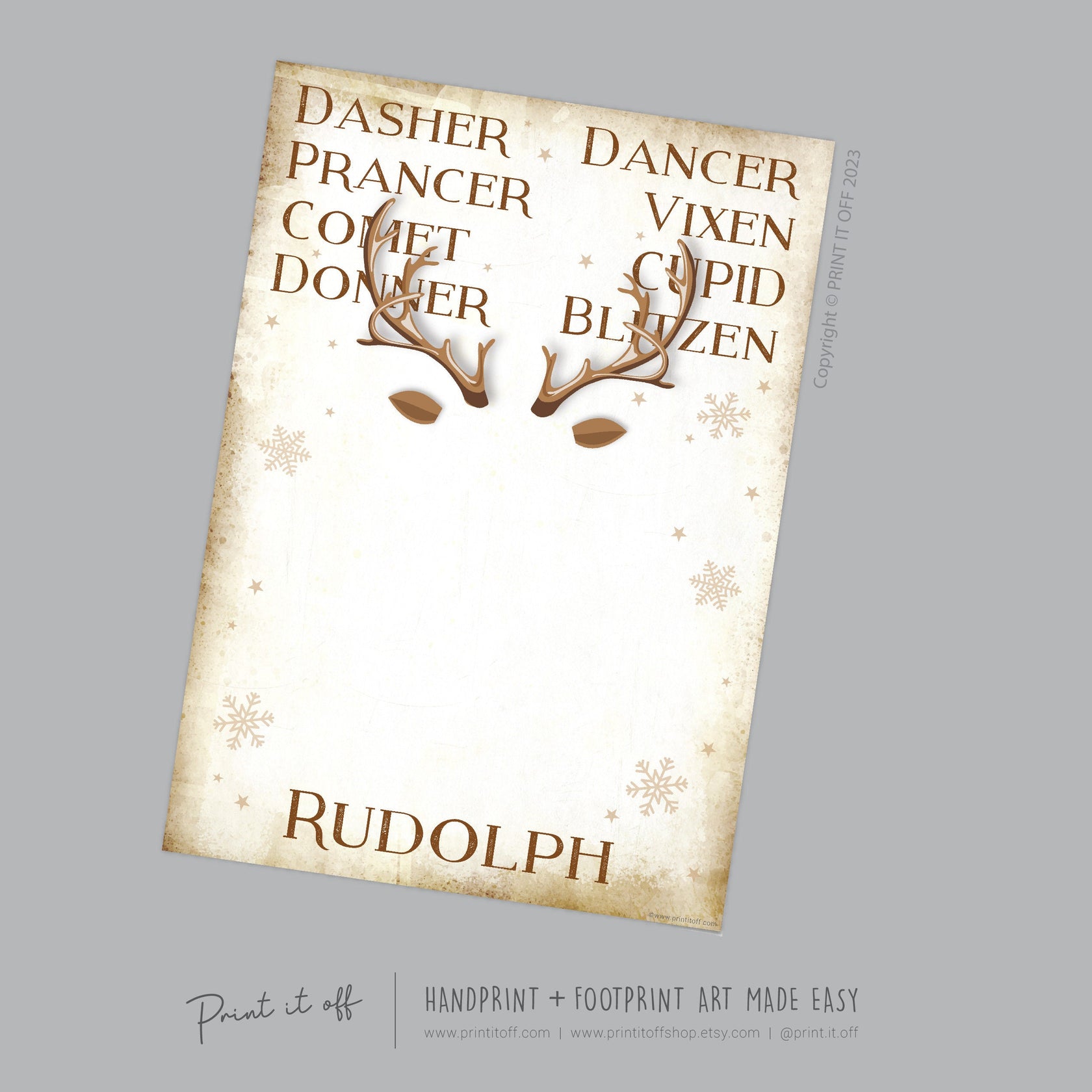 Reindeer Names Christmas - Handprint Art Craft Printable Keepsake Gift