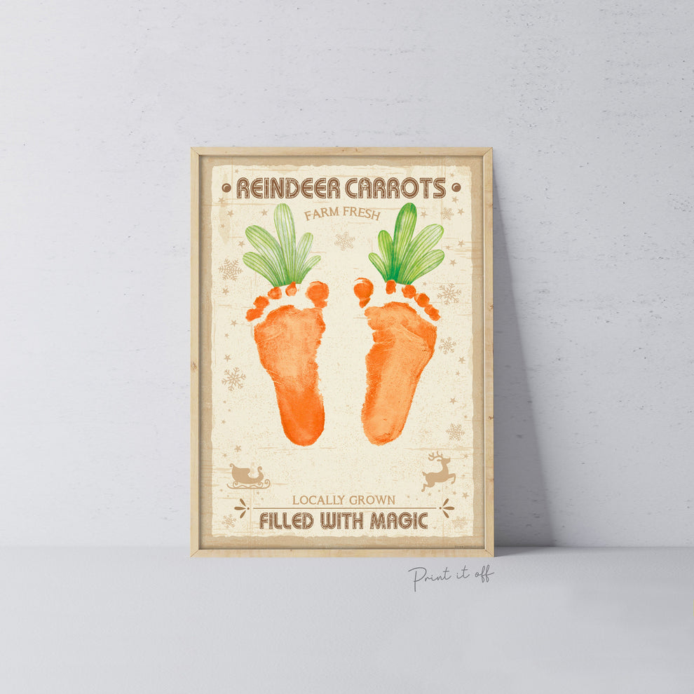 Reindeer Carrots Footprint Feet Art Craft / Christmas Xmas Kids Baby T ...