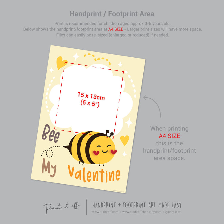 Bee My Valentine - Handprint Art / Happy Valentine's Day Card Craft